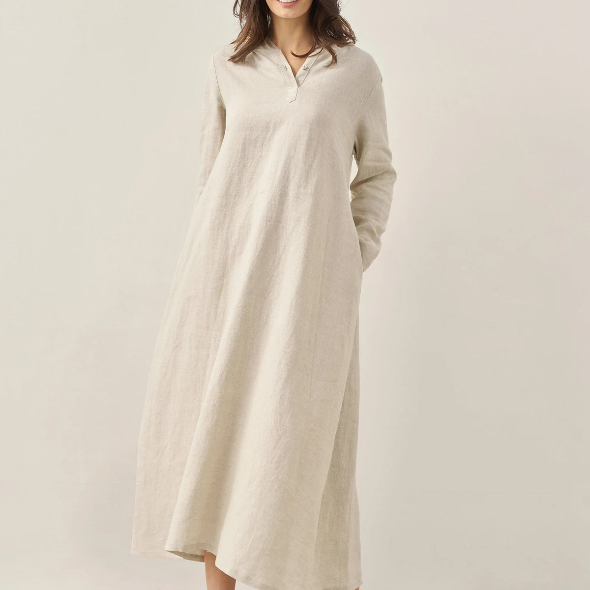 Robe longue à capuche en lin 100% REBECCA – LINTICO-FR